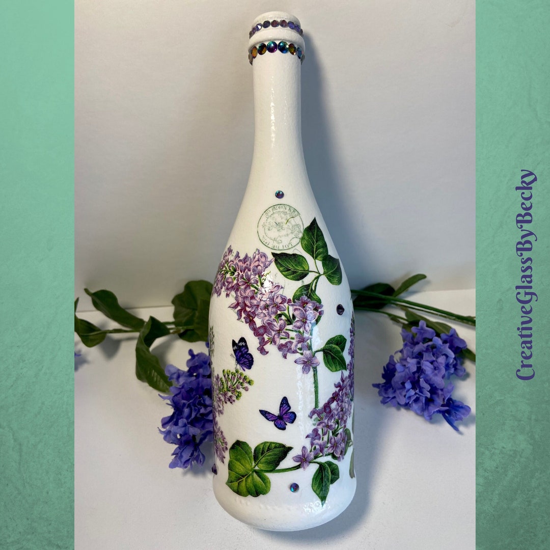 Purple Lilac Flower Bottle, Unique Lilac Gifts, Hummers and Butterflies ...