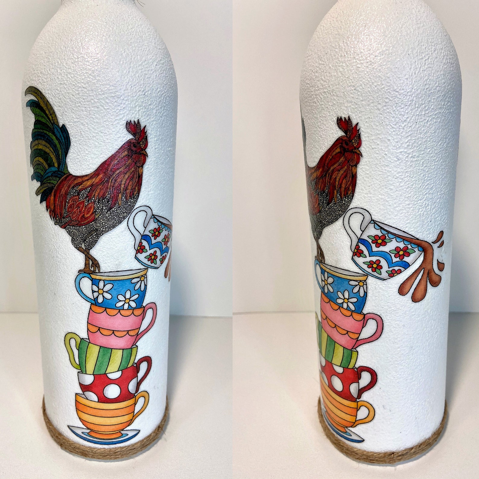 Rooster Decor Stacked Tea Cups Unique Rooster Gift - Etsy