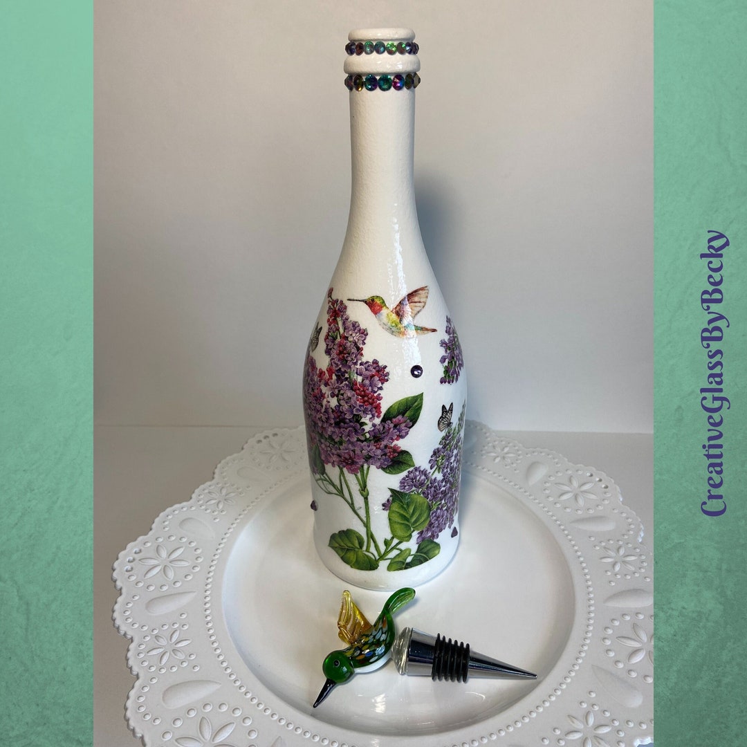 Purple Lilac Flower Bottle, Unique Lilac Gifts, Hummers and Butterflies ...