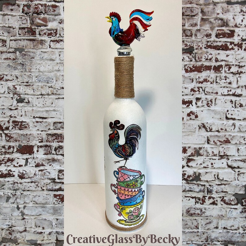 Rooster Decor Stacked Tea Cups Unique Rooster Gift - Etsy