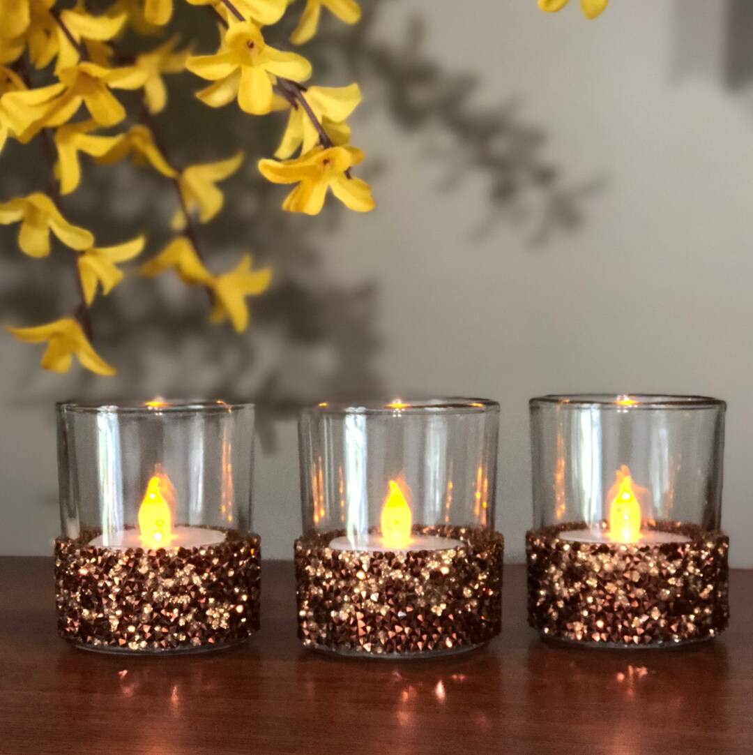 Bling Candles Set of 3 Sparkle Candle Holders Tabletop - Etsy