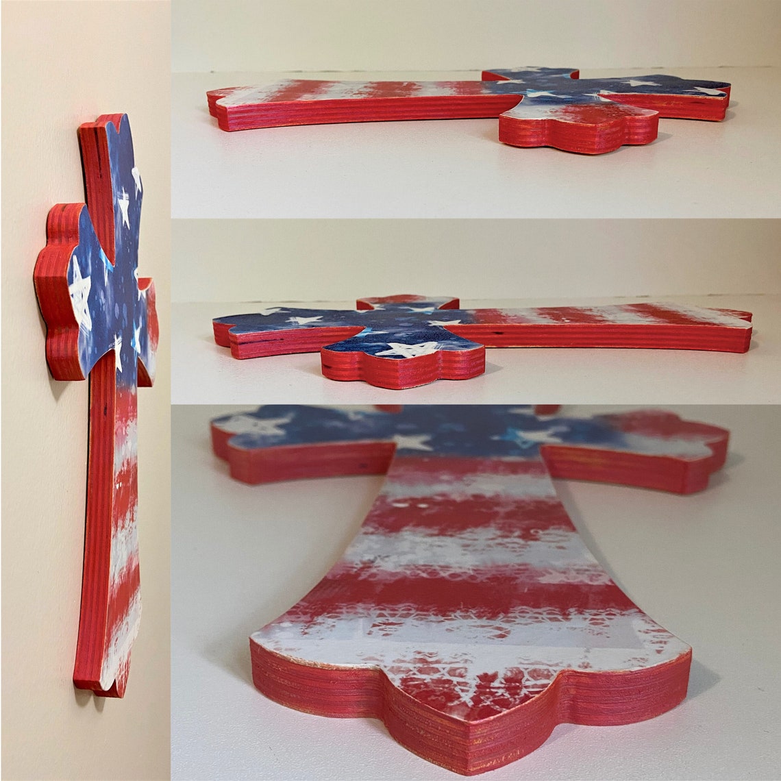 Patriotic Cross American Flag Cross Wood Wall Cross USA | Etsy