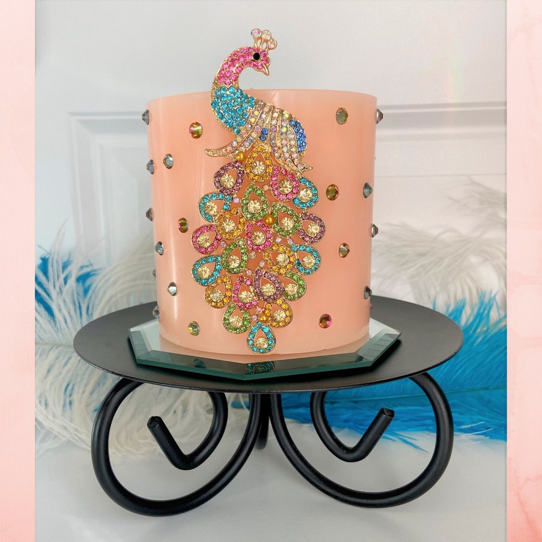 Rainbow Peacock Decor, Peacock Gifts, Peacock Candle, Rainbow Candle ...