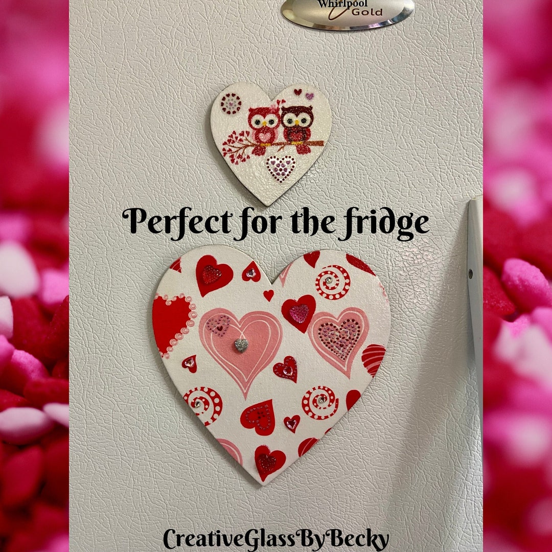 Heart Magnet Set, Magnetic Canvas Heart, Valentine Hearts Magnet ...