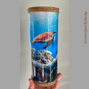 Sea Life Vase, Sea Life Gifts, Coral Reef Decor, Underwater Scene Light ...