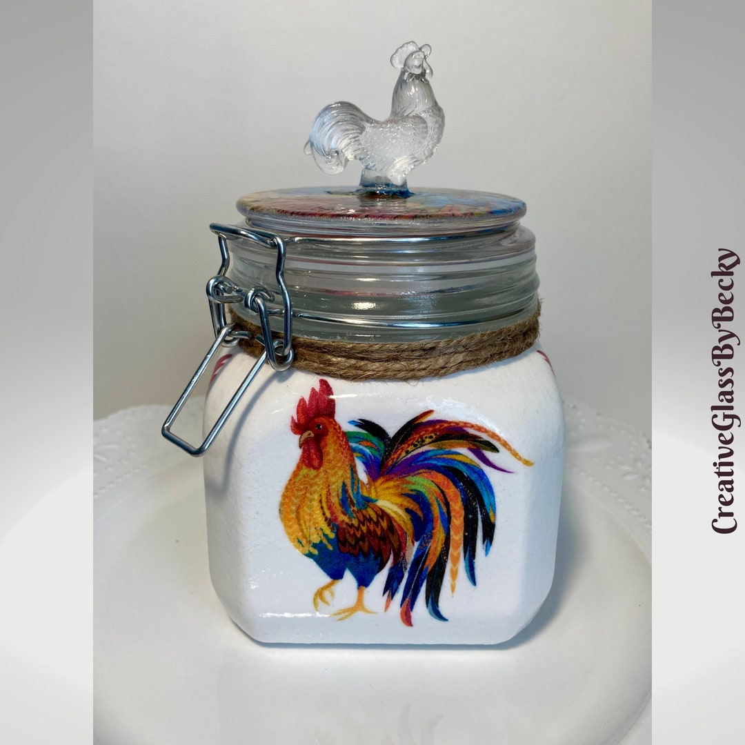 Rooster Jar, Rooster Kitchen Decor, Colorful Rooster Decor, Rooster ...