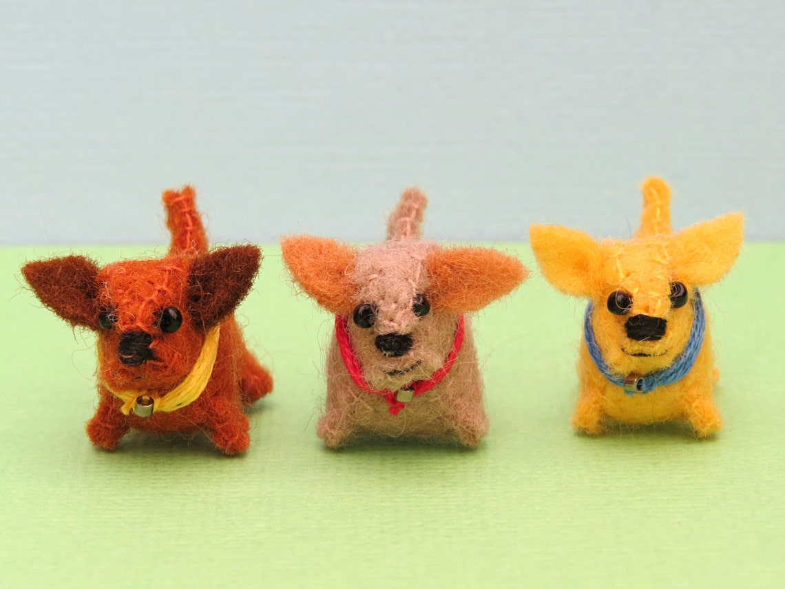 Miniature Felt Dog Tiny Wool Felt Animal Bed Dollhouse Play | Etsy