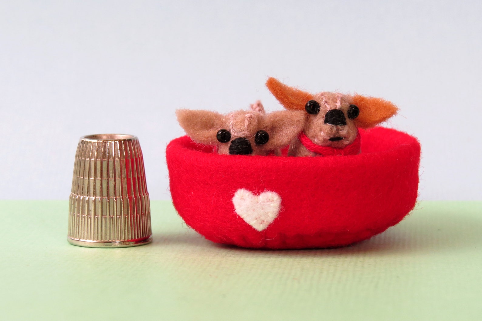 Miniature Felt Dog Tiny Wool Felt Animal Bed Dollhouse Play | Etsy