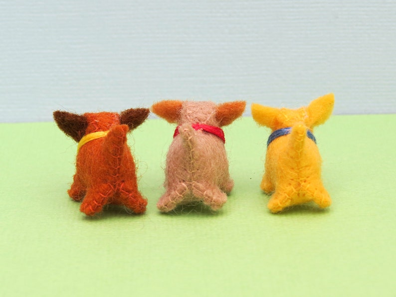Miniature Felt Dog Tiny Wool Felt Animal Bed Dollhouse Play | Etsy