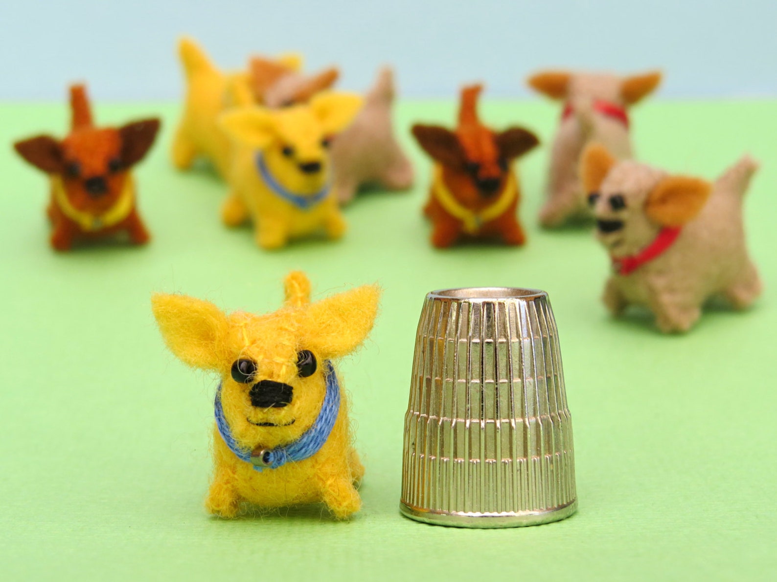 Miniature Felt Dog Tiny Wool Felt Animal Bed Dollhouse Play | Etsy