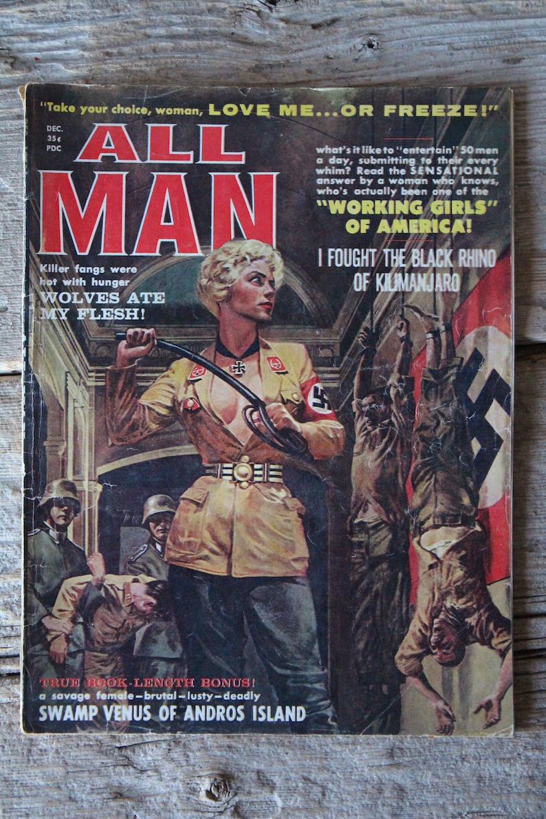 Pulp Magazine All Man, December 1959 Vol. 1 No. 7, Risque WWII German ...