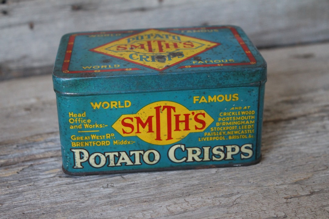 Smiths World Famous Potato Crisps Chip Tin London UK Antique Turquoise ...