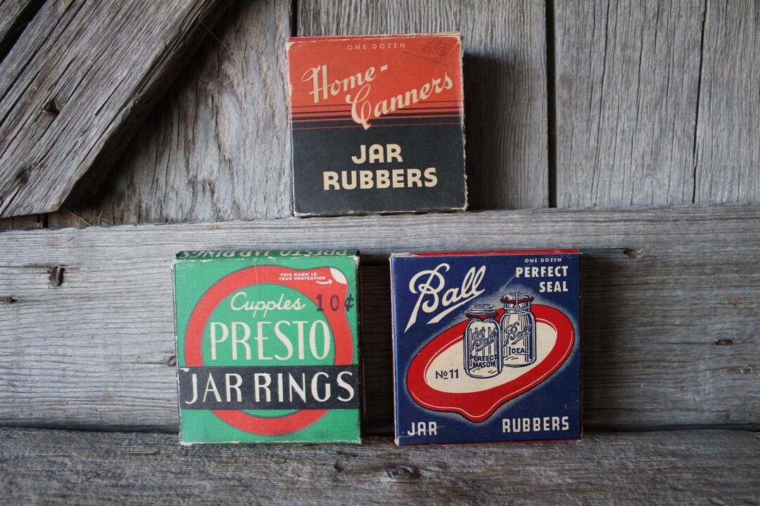 Lot of 3 Mid Century Canning Jar Rubbers in Original Advertising Boxes ...