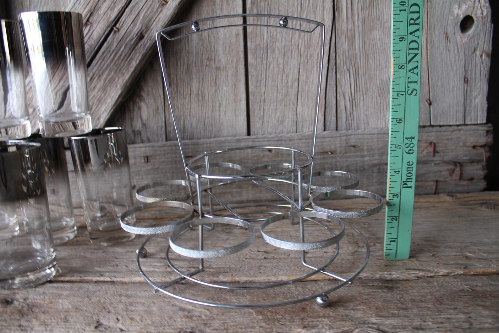 Queen's Lusterware Complete Glass Bar Serving Set Silver Ombre 8 ...