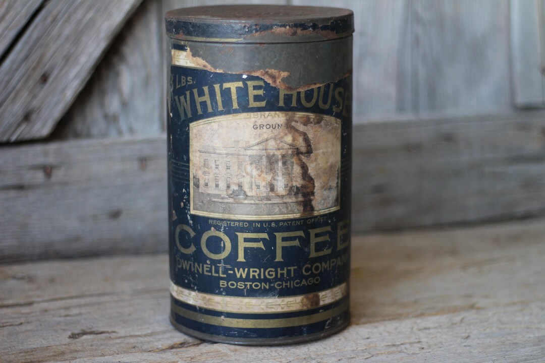Antique Paper Label White House Brand Coffee Tin Embossed Dwinell ...