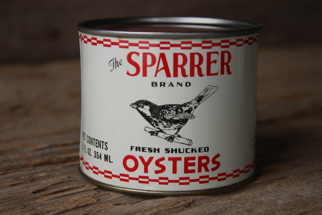 Sparrer Brand 12 Oz Vintage Oyster Tin With Bird Graphics Seaford ...