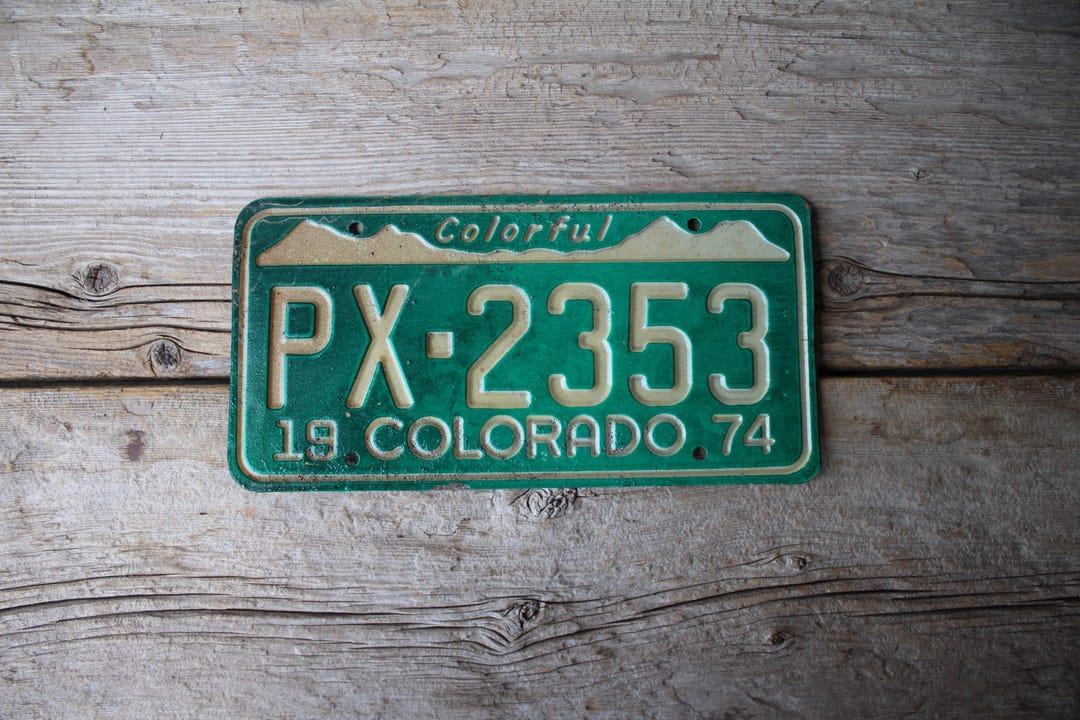1974 Colorful Colorado License Plate for Rustic Wall Decor Green Rocky ...