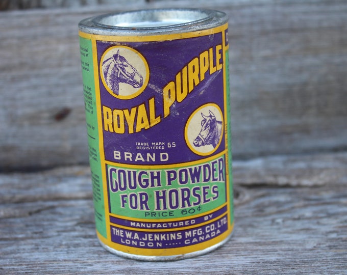 Royal Purple Brand Cough Powder for Horses and Livestock Tin - New Old ...