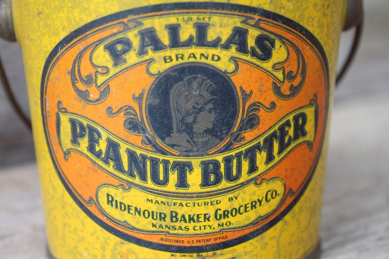Rare Pallas Brand Peanut Butter Tin Can One Pound Pail - Ridenour Baker ...