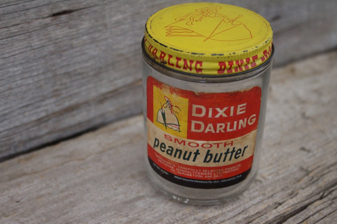 Dixie Darling 8oz Peanut Butter Jar With Original Paper Label and Metal ...