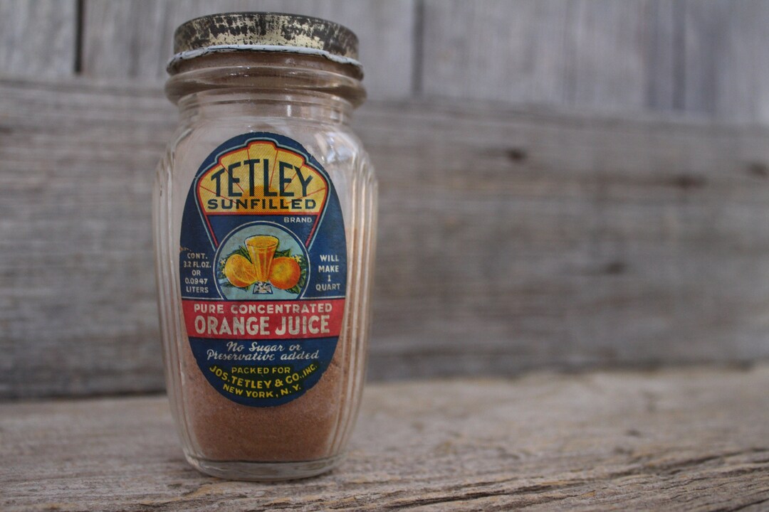Antique Tetley Brand Powdered Orange Juice Drink Jar With Original ...