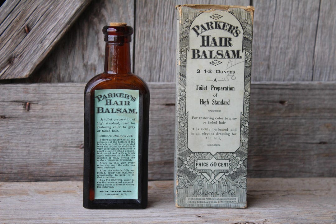 Antique Glass Patent Medicine Bottle Parkers Hair Balsam Hiscox ...