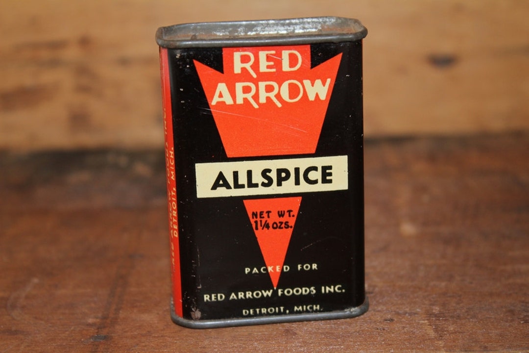 Vintage Spice Tin Red Arrow Foods Allspice Art Deco Design From Detroit ...
