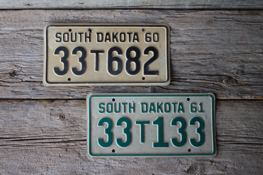 Lot of 2 Vintage South Dakota Truck License Plates From Hand County ...