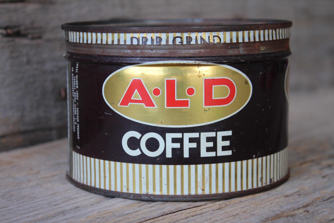 A.L.D. Brand Coffee Tin One Pound Key Wind Can Rare Vintage Advertising ...