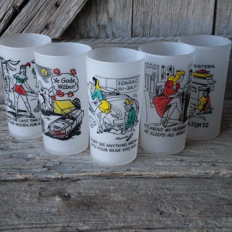 Vintage Painted Glassware - Etsy