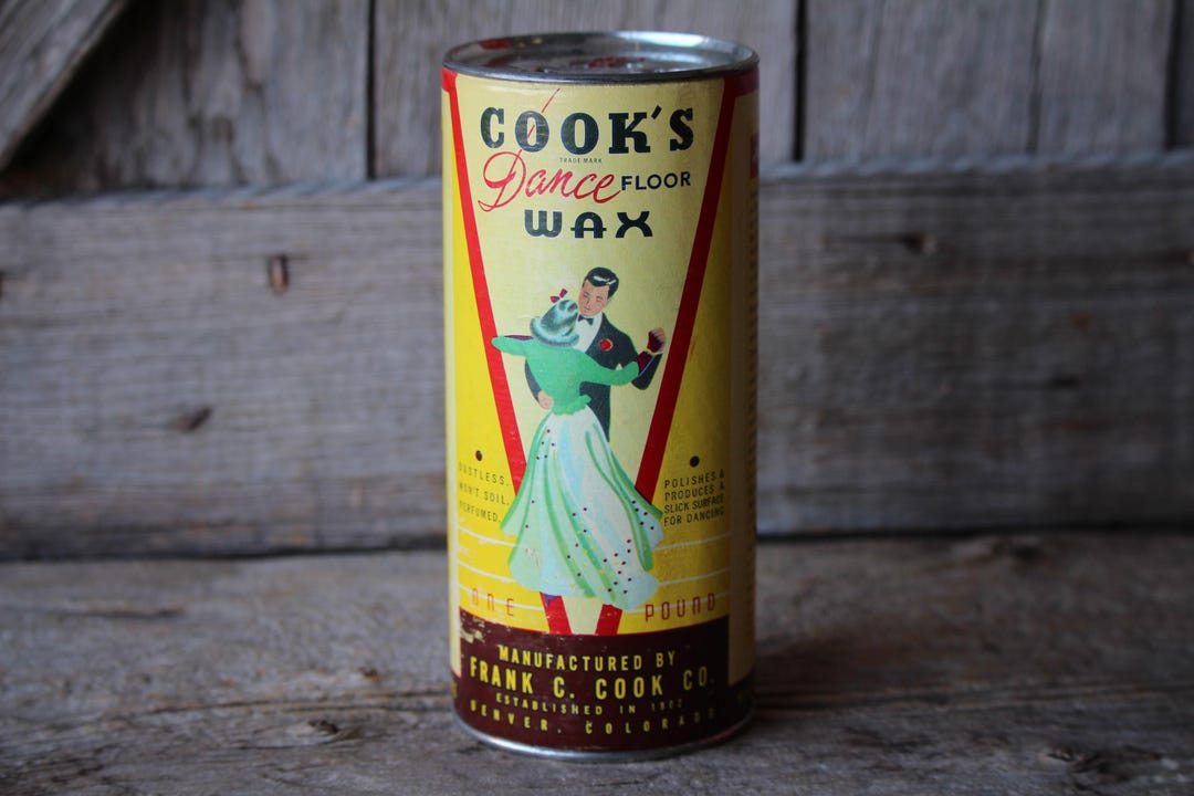 Cook’s Dance Floor Wax Tin Cardboard Canister Ballroom Dancers Frank C ...