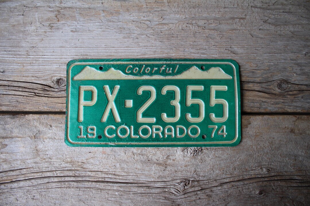 1974 Colorful Colorado License Plate for Rustic Wall Decor Green Rocky ...