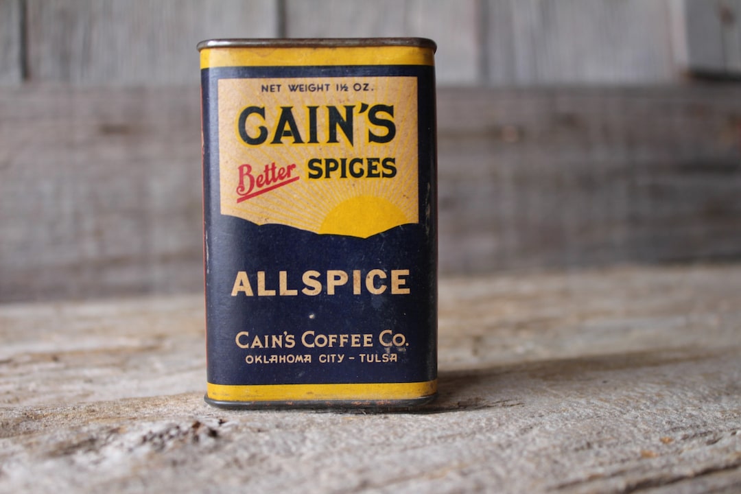 Cain's Better Spices Allspice Spice Tin Cains Coffee Co. Oklahoma City ...