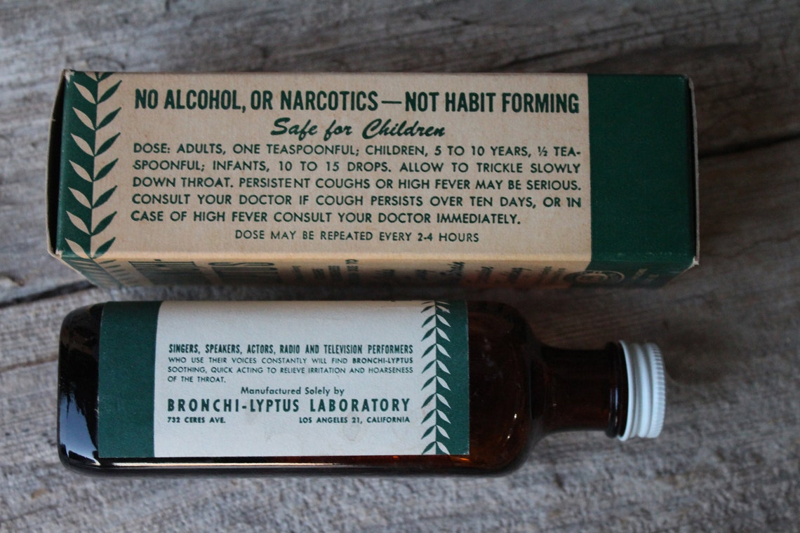 Bronchi-lyptus Vintage Cough Syrup Bottle in Advertising Box - Etsy UK
