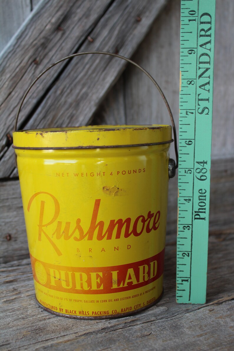 Rushmore Brand Pure Lard Tin From Black Hills Packing Company - Etsy