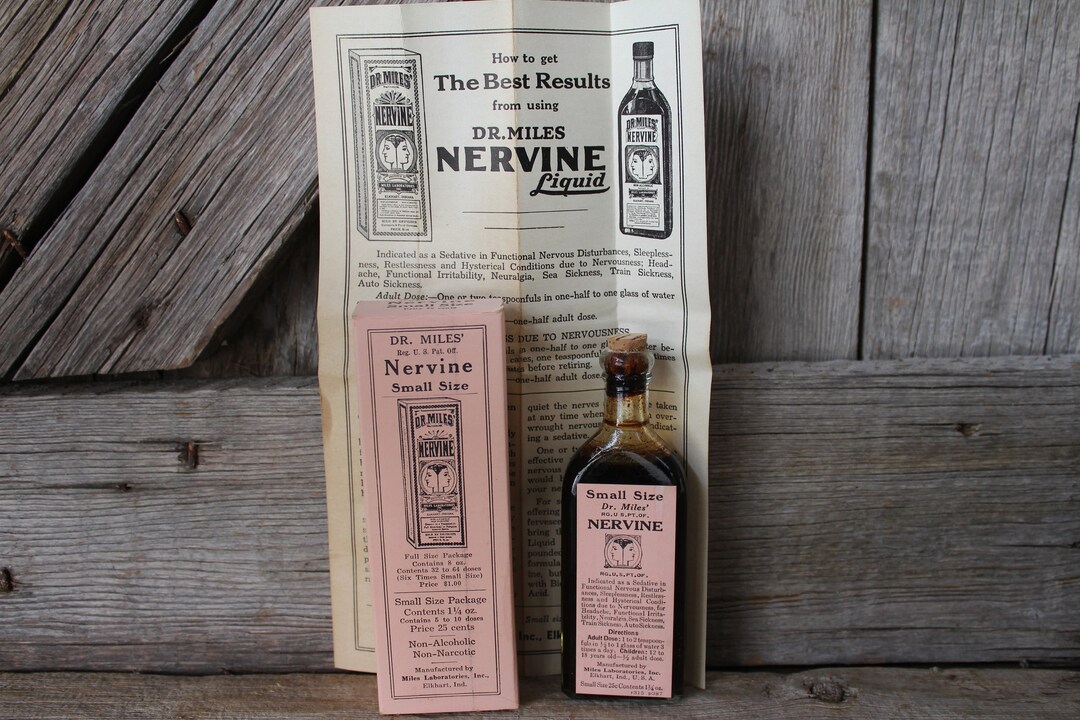 Dr Miles' Nervine Antique Drug Store Medicine Bottle From Miles ...