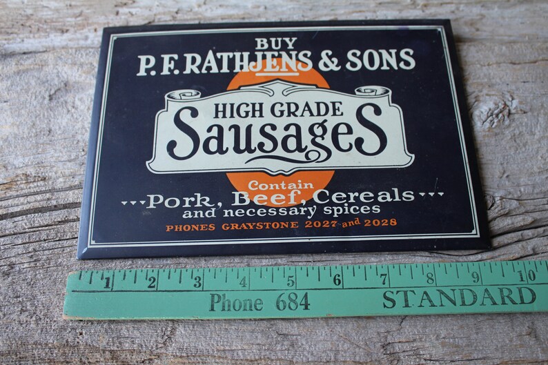 P. F. Rathjens & Sons High Grade Sausages Pressed Tin | Etsy