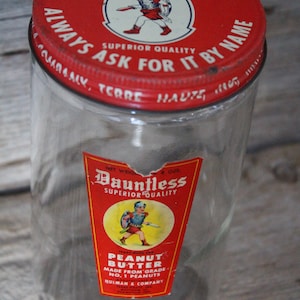 Dauntless Brand Glass Peanut Butter Jar Hulman and Company Terre Haute ...
