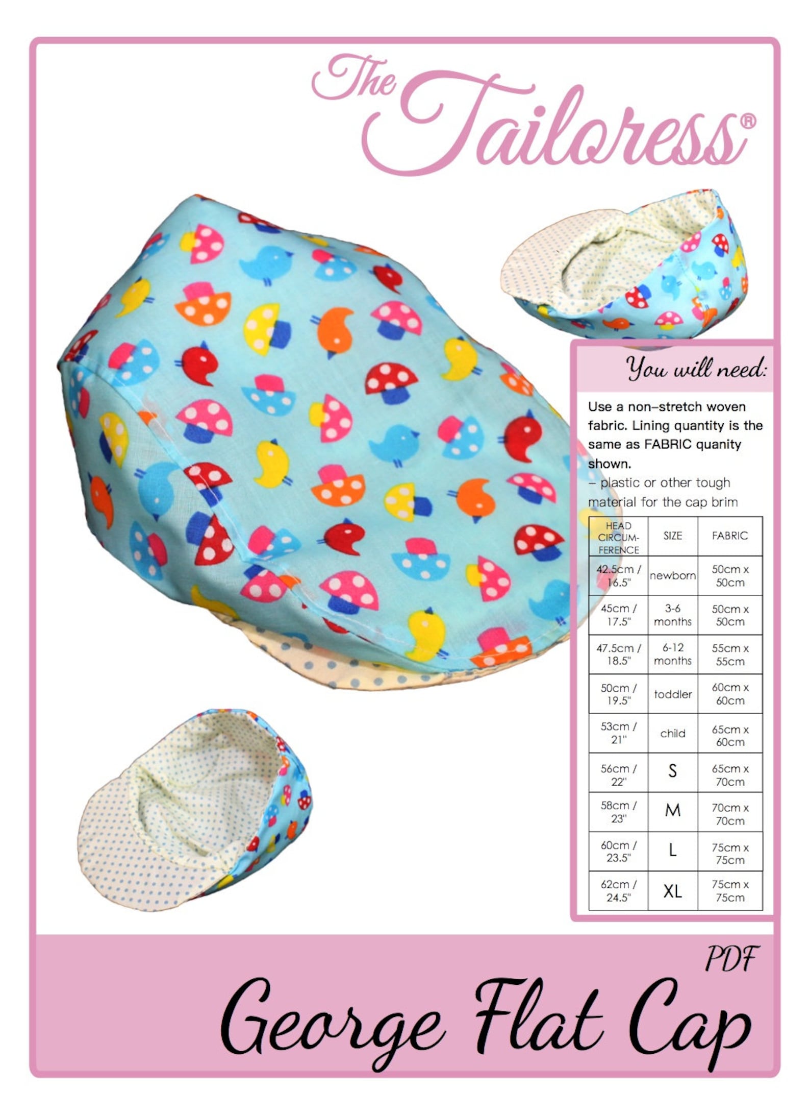 Childs Flat Cap PDF Sewing Pattern - Etsy UK