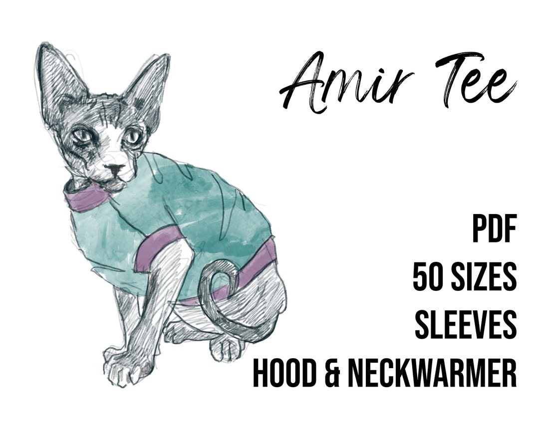 Cat Hoodie Sewing Pattern, Cat Turtleneck, Pet Gift for Cats Sphynx ...