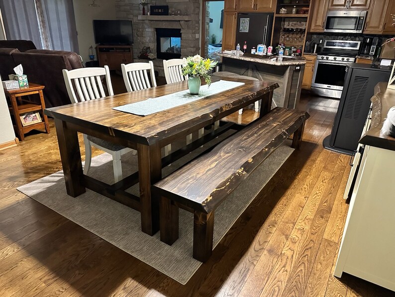 White Pine Live Edge Farmhouse Dining Table - Etsy