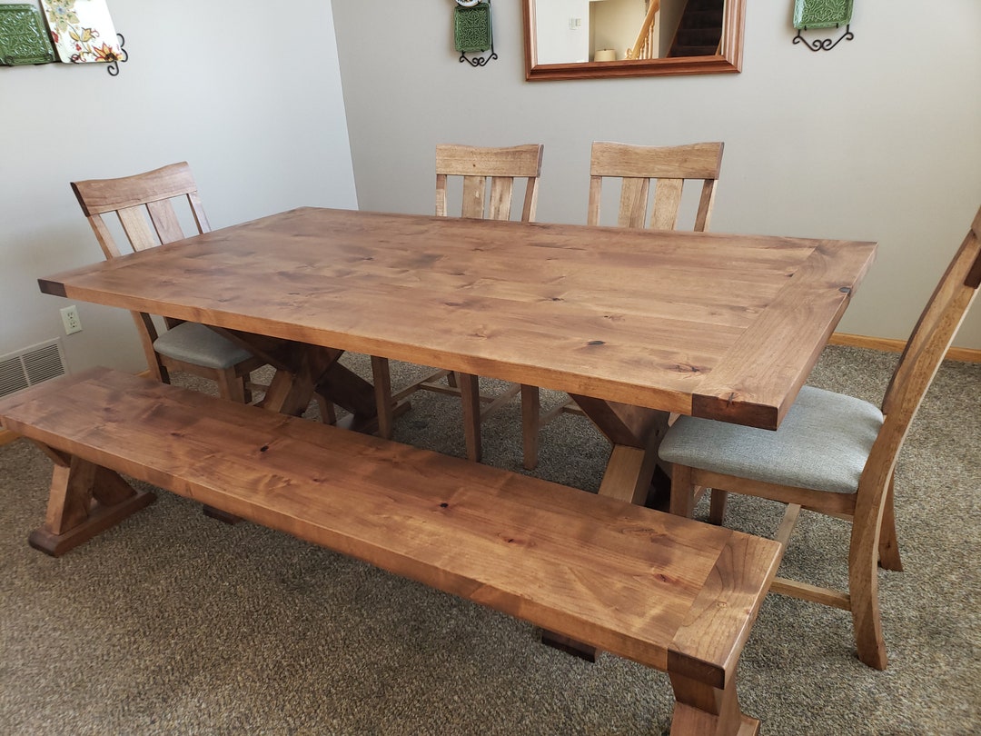 Country X Knotty Alder Farmhouse Table - Etsy