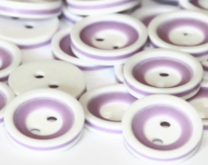 15 Retro Buttons Lilac 13mm White Back Buttons Resin Buttons Round ...