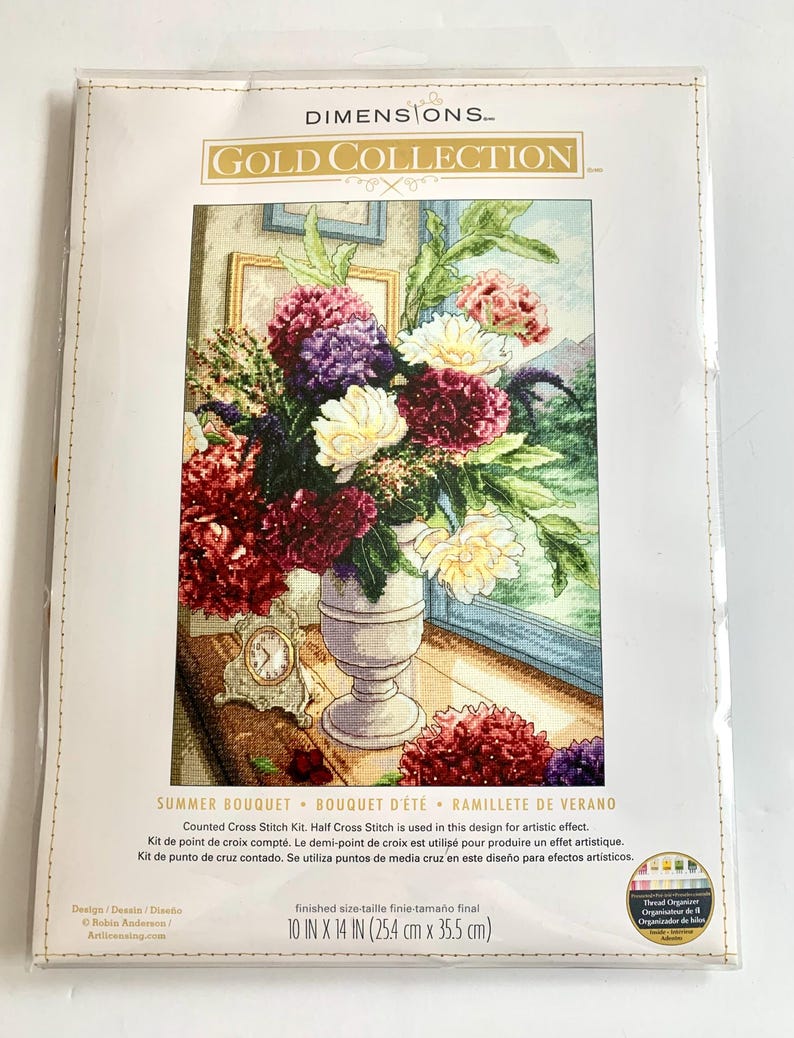 Dimensions Gold Collection Counted Cross Stitch Kit, Summer Bouquet, 18 ...