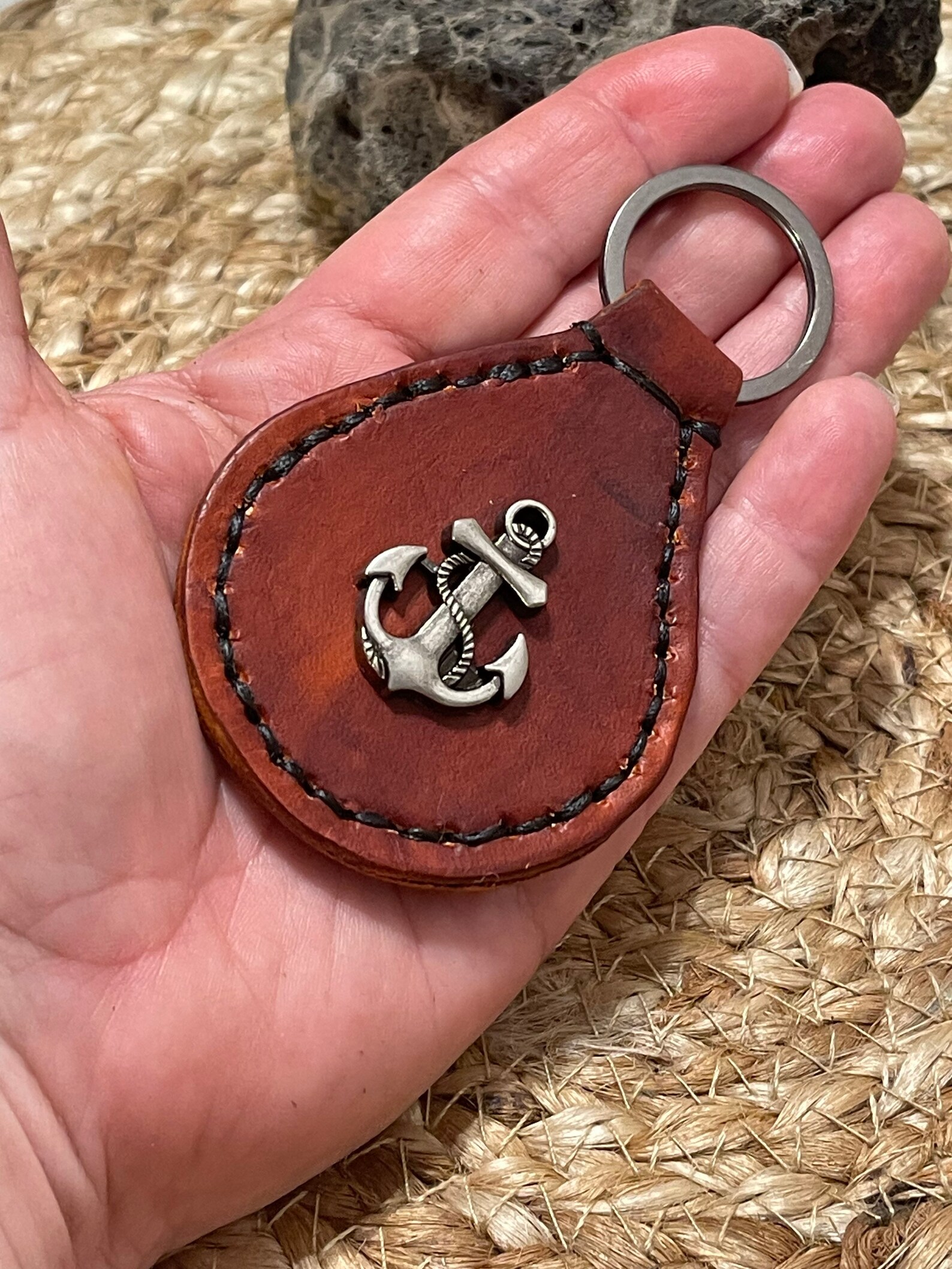 Handcrafted Leather Anchor Key Chain or Purse Charm - Etsy