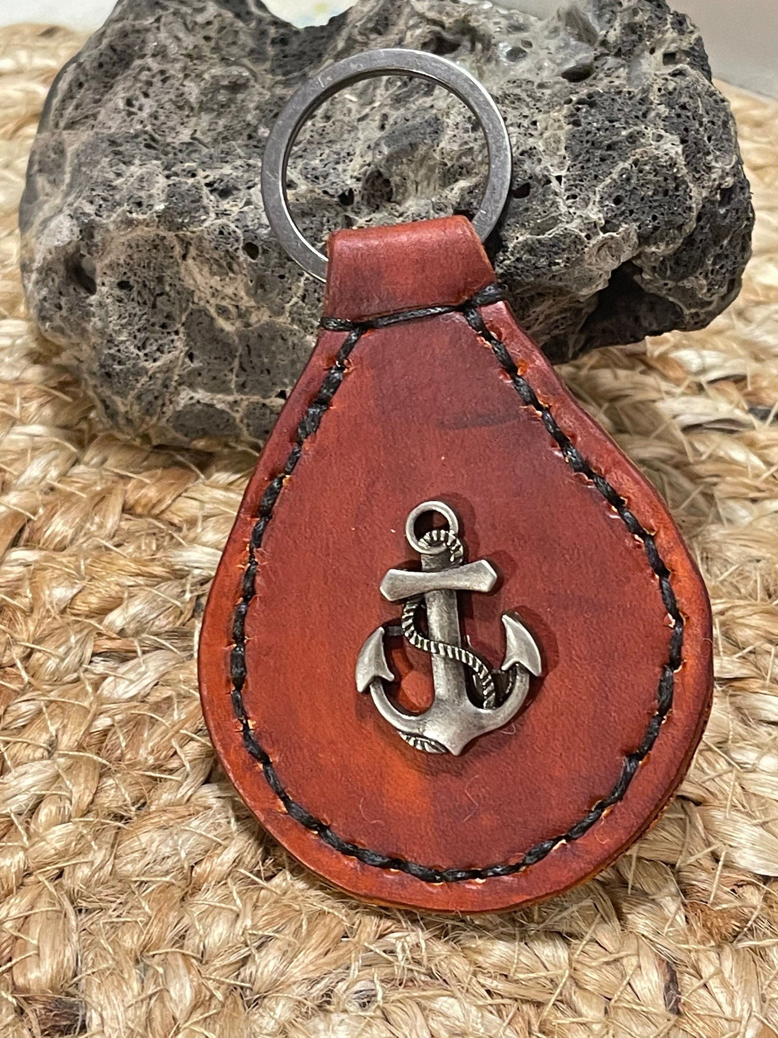 Handcrafted Leather Anchor Key Chain or Purse Charm - Etsy