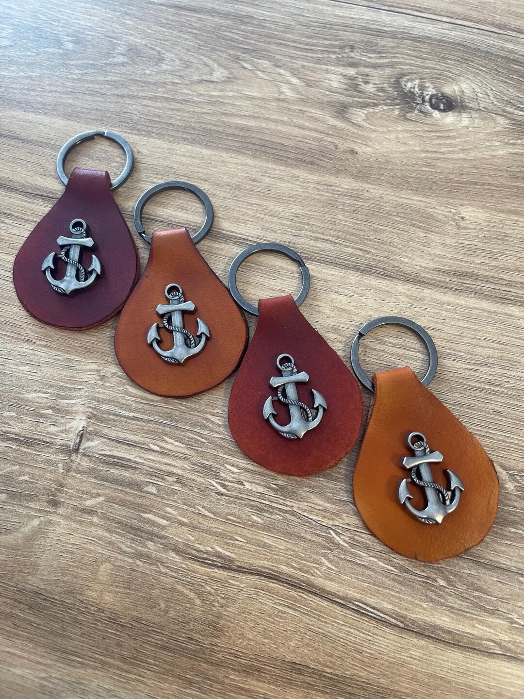 Handcrafted Leather Anchor Key Chain or Purse Charm - Etsy