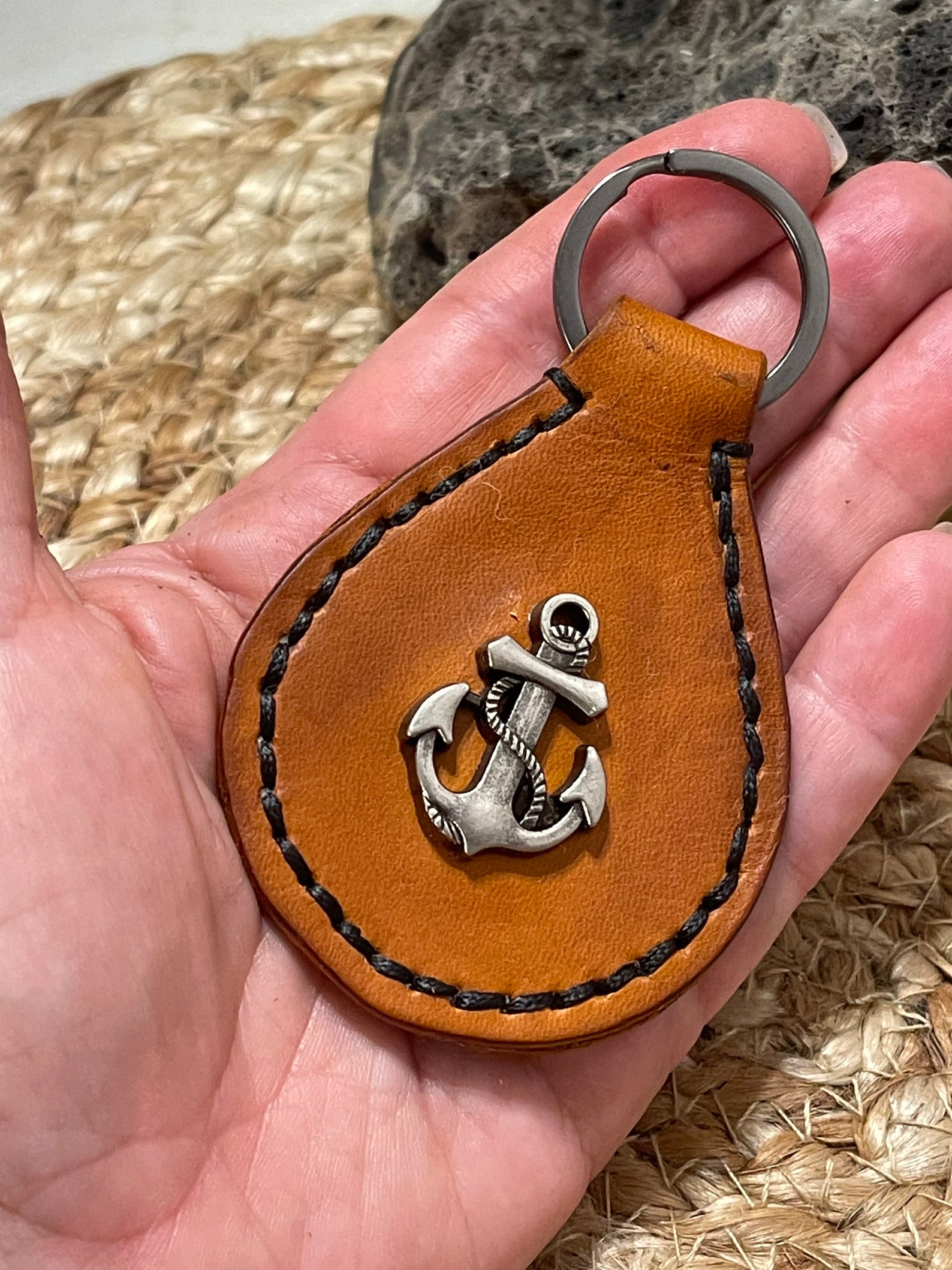 Handcrafted Leather Anchor Key Chain or Purse Charm - Etsy