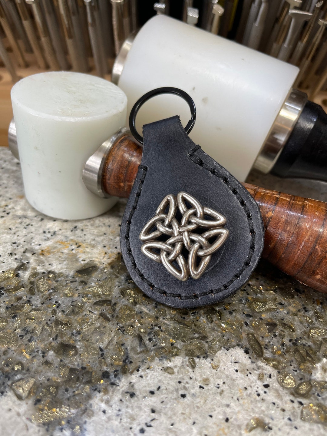 Handcrafted Leather Square Celtic Knot Key Ring or Purse Charm - Etsy