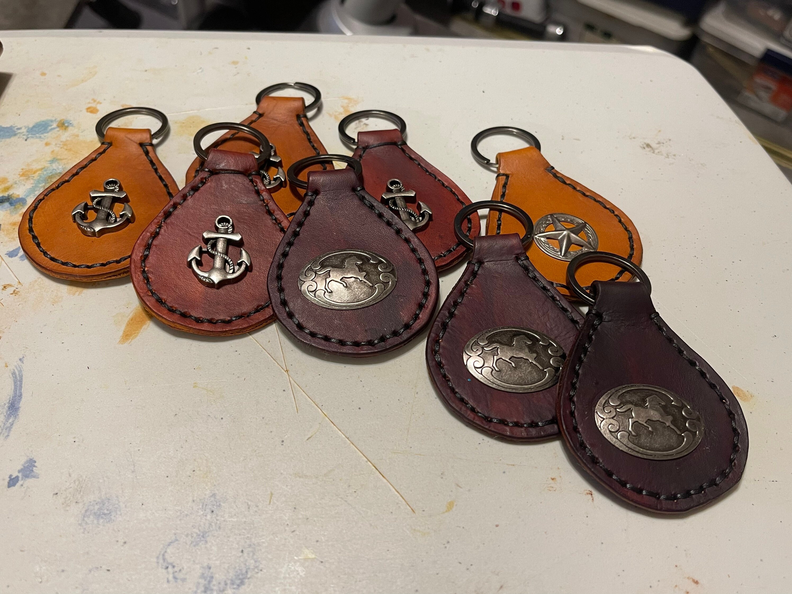 Handcrafted Leather Anchor Key Chain or Purse Charm - Etsy